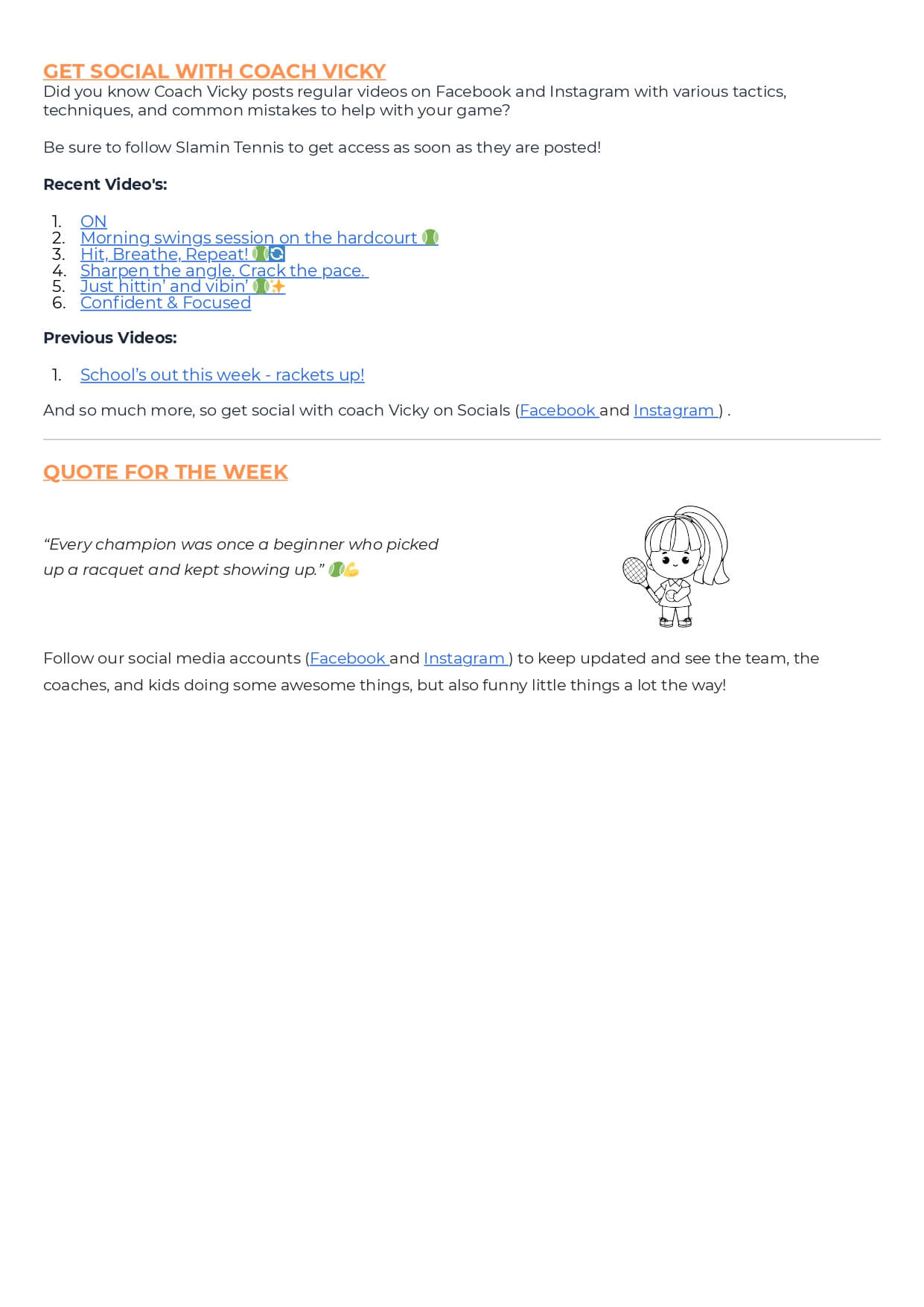 Newsletter Week 5 Term 2 | Slamin Tennis